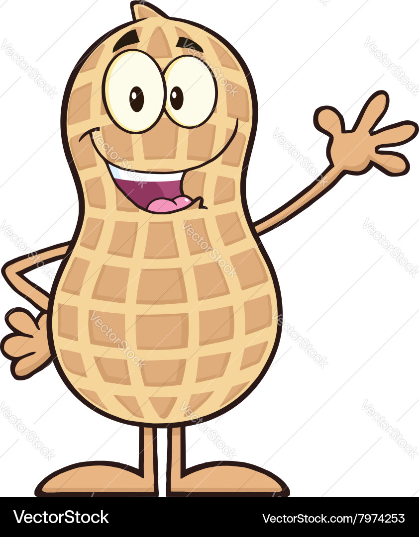 Cheerful Cartoon Peanut Character Royalty Free Vector Image