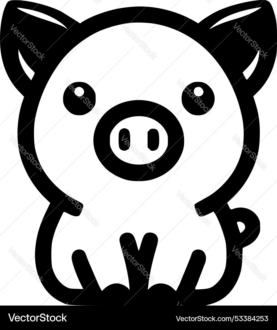 Cute cuddly pig black and white Royalty Free Vector Image