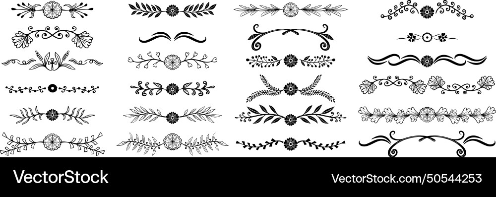 Decorative floral text dividers elements design Vector Image