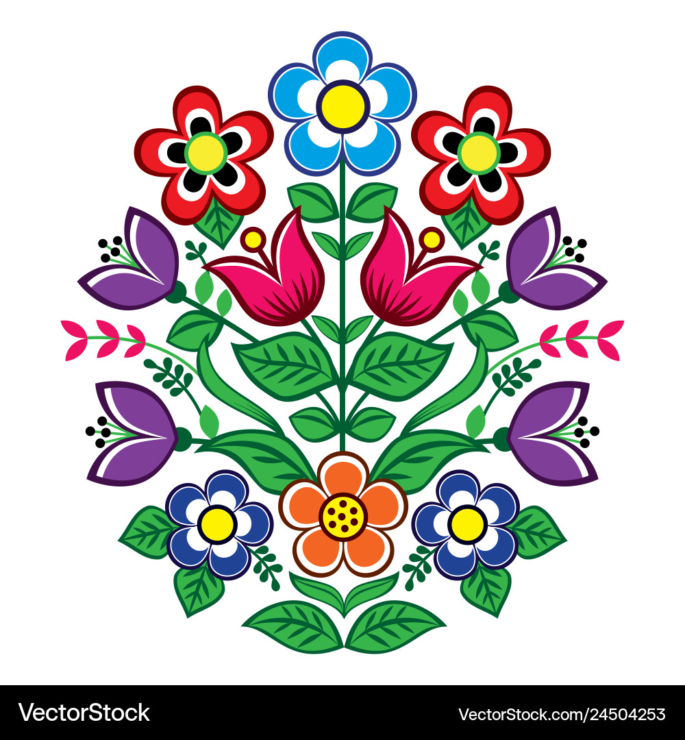 Floral design polish folk pattern Royalty Free Vector Image