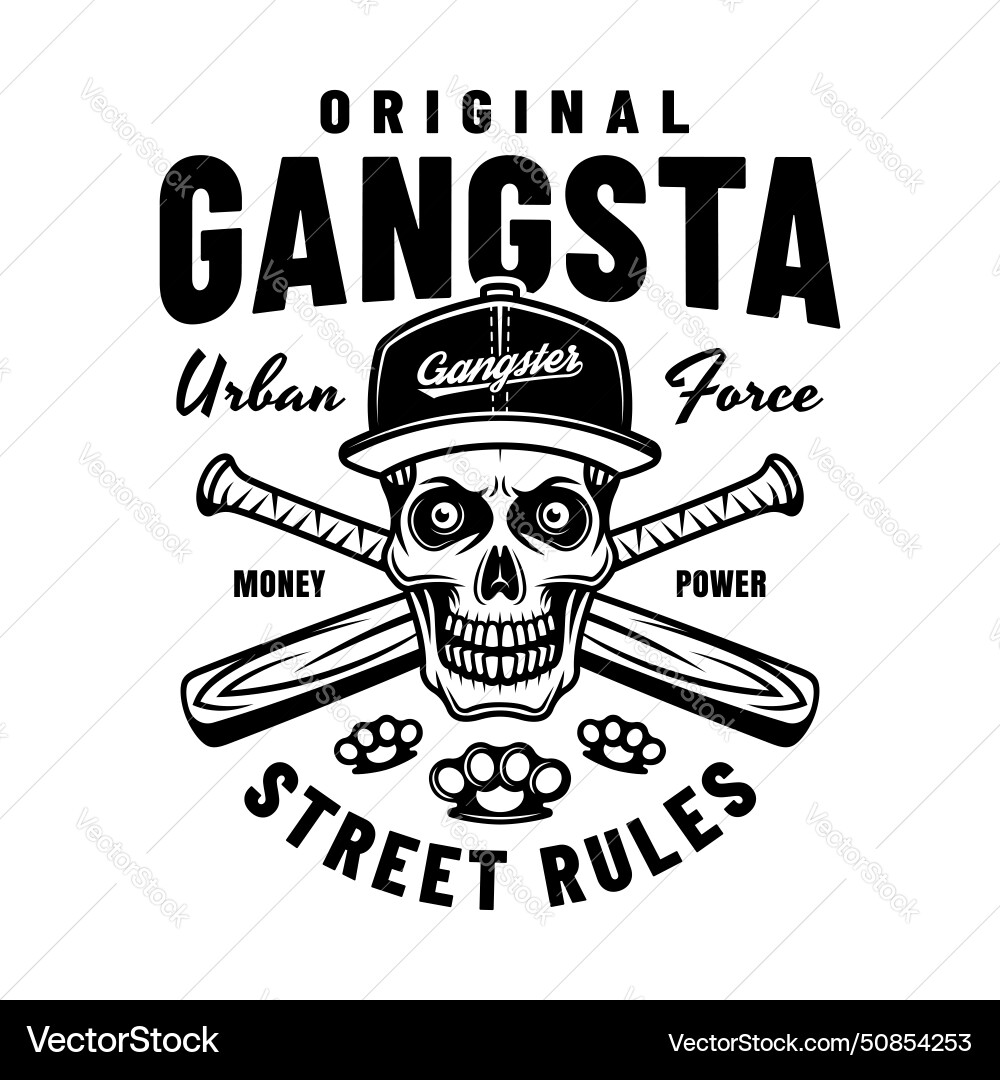 Gangster emblem in monochrome style Royalty Free Vector