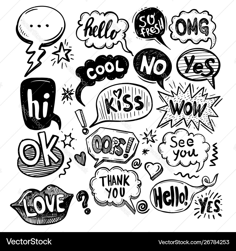Hand drawn set speech bubbles Royalty Free Vector Image