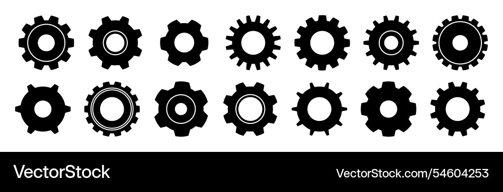 Metal gears set components of mechanical systems Vector Image