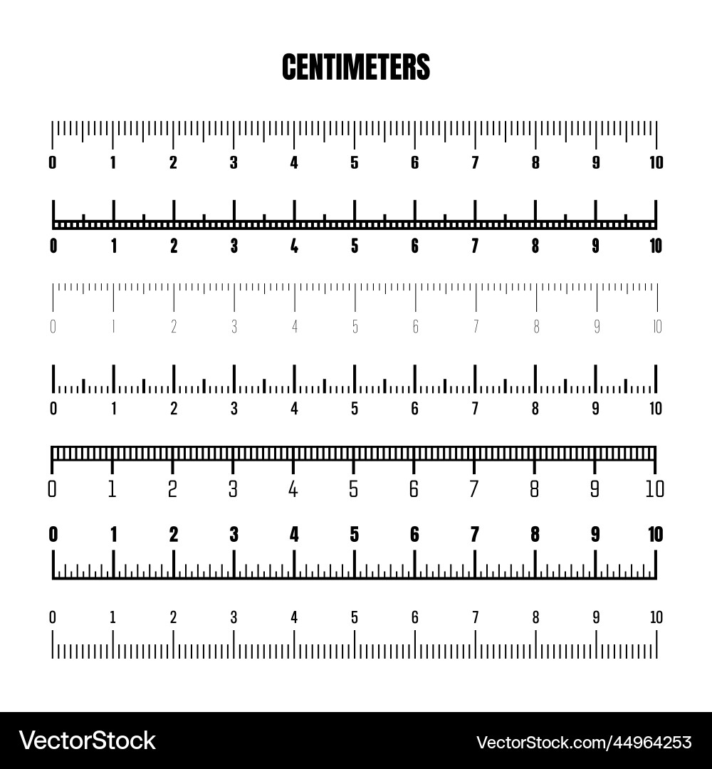 Realistic black centimeter scale for measuring Vector Image