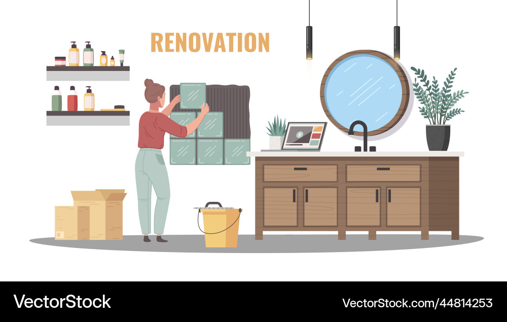 Renovation cartoon scene Royalty Free Vector Image
