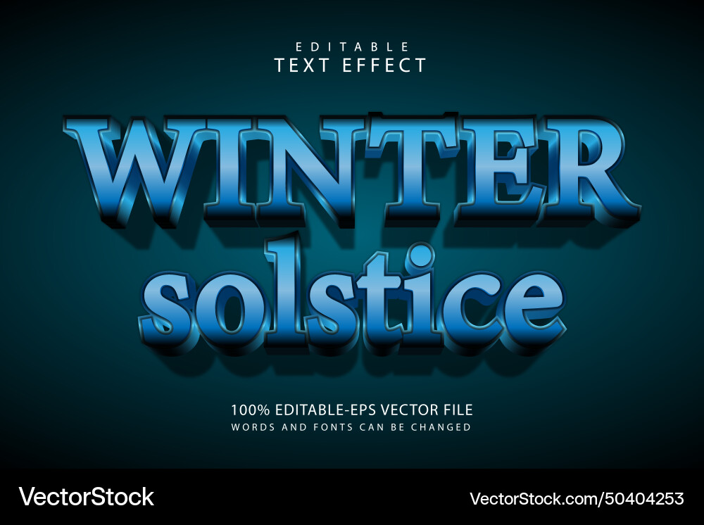 Winter solstice editable text effect 3 dimension Vector Image