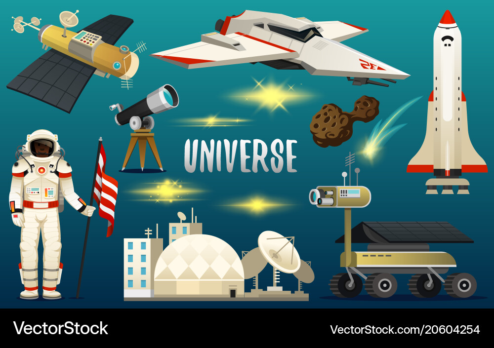 Astronaut spaceman planets in solar system Vector Image