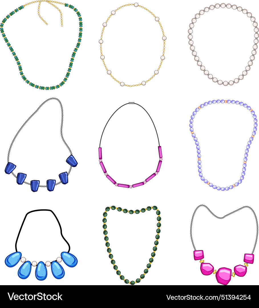 Beads necklace set cartoon Royalty Free Vector Image