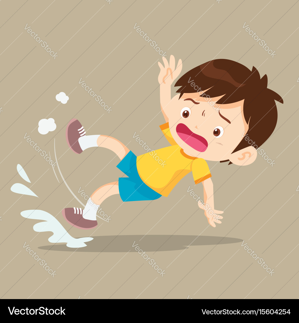 Child Falling on Wet Floor Royalty Free Vector Image
