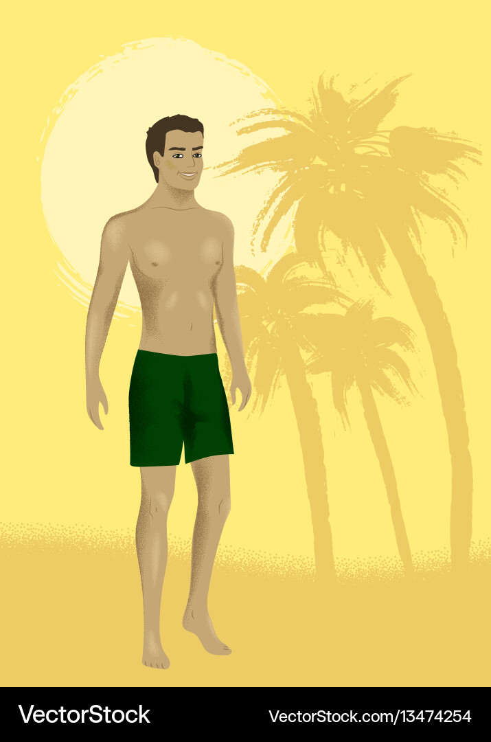 Man at sand beach Royalty Free Vector Image - VectorStock