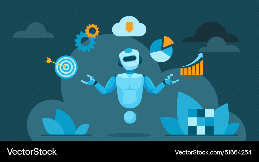 Multitasking support of chat bot artificial Vector Image