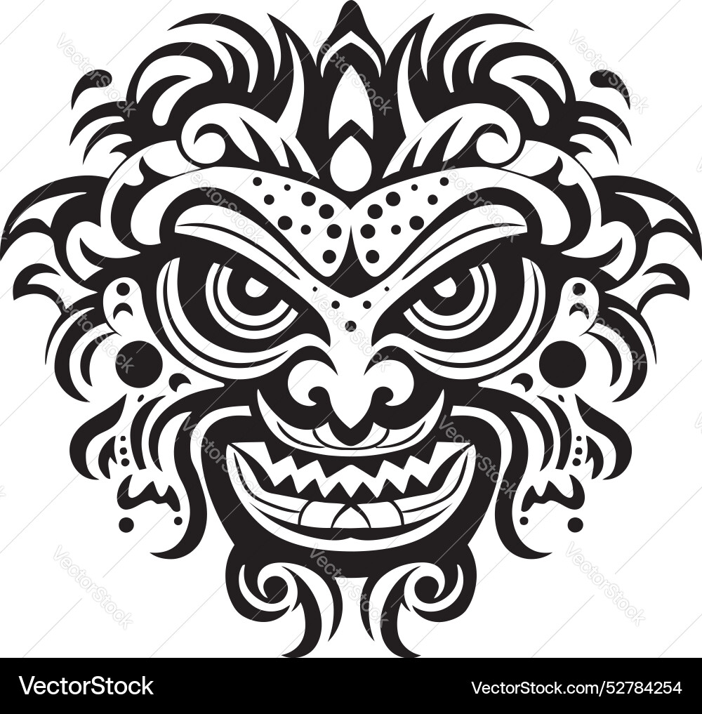Mythical masks traditional bali mask emblem Vector Image