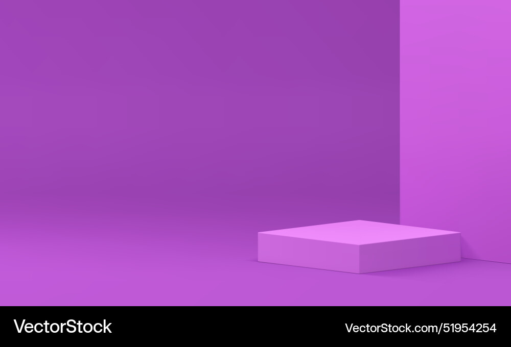 Purple 3d podium pedestal squared platform Vector Image