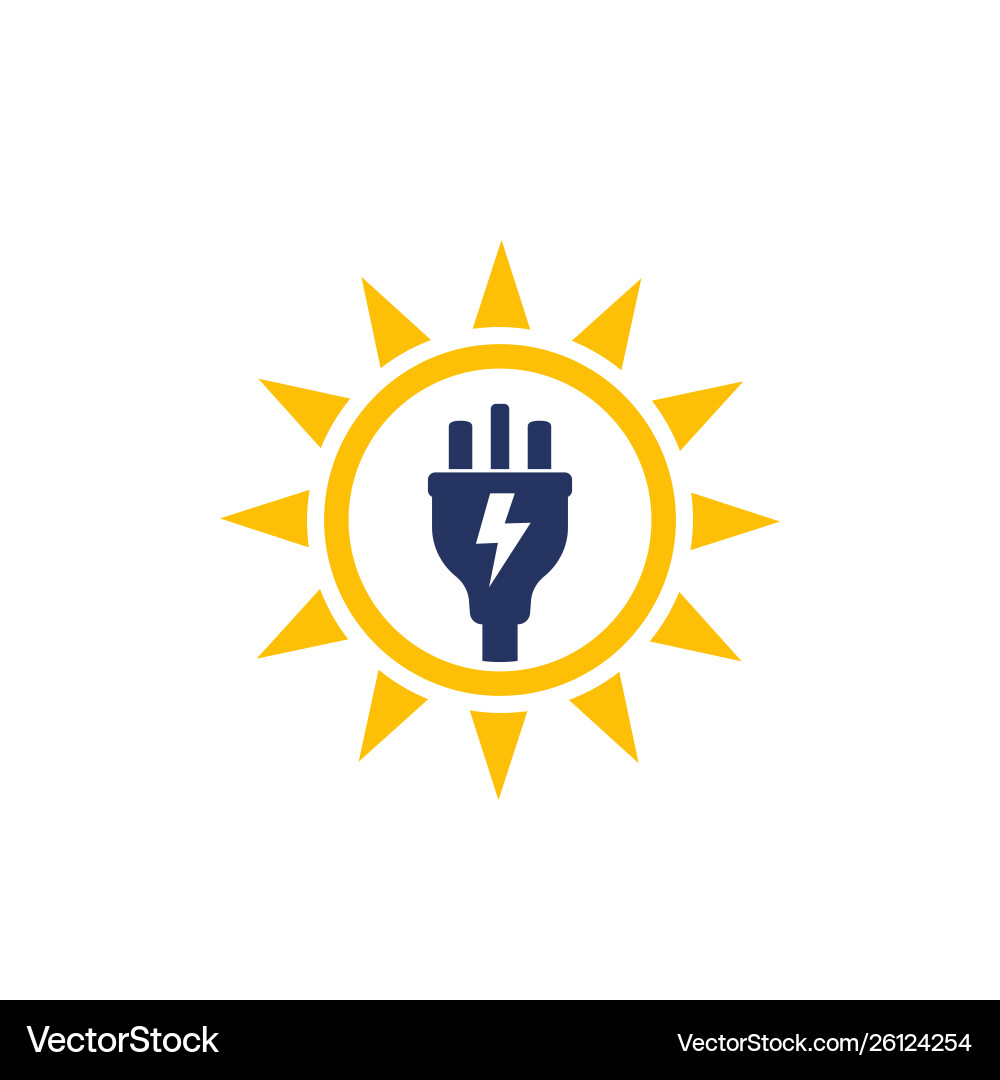 Solar energy sun and electric plug logo Royalty Free Vector