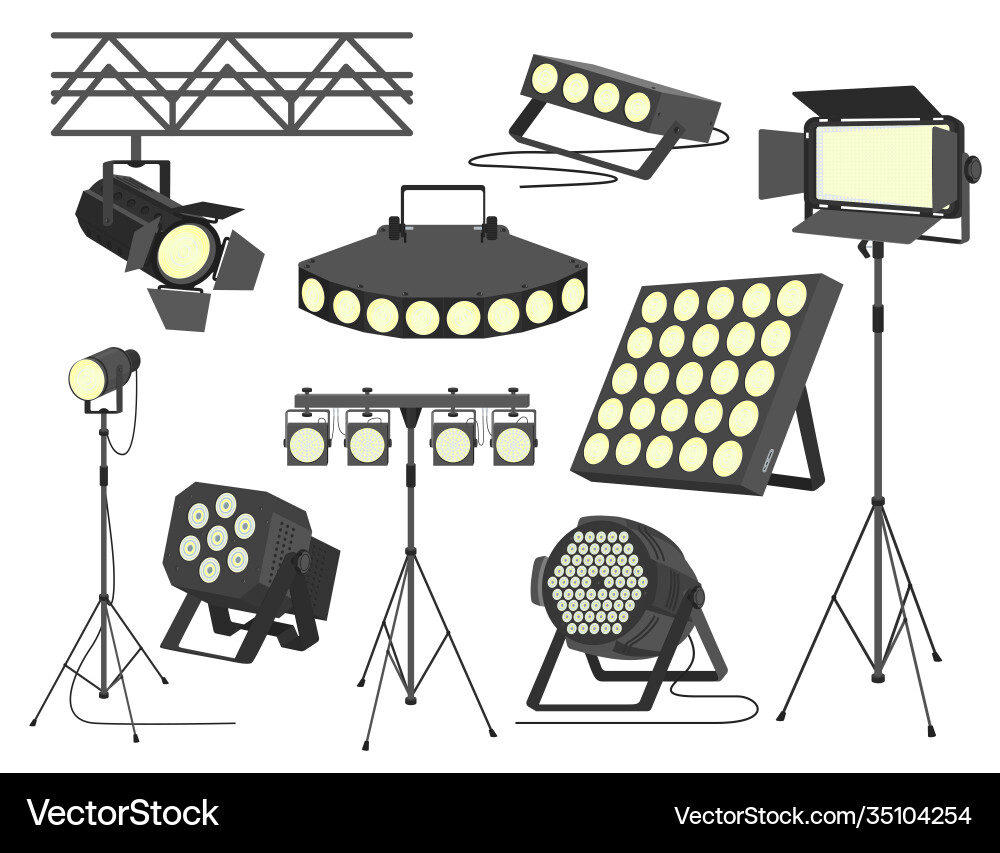 Stage Spotlight Set - Lighting Equipment Vector Image