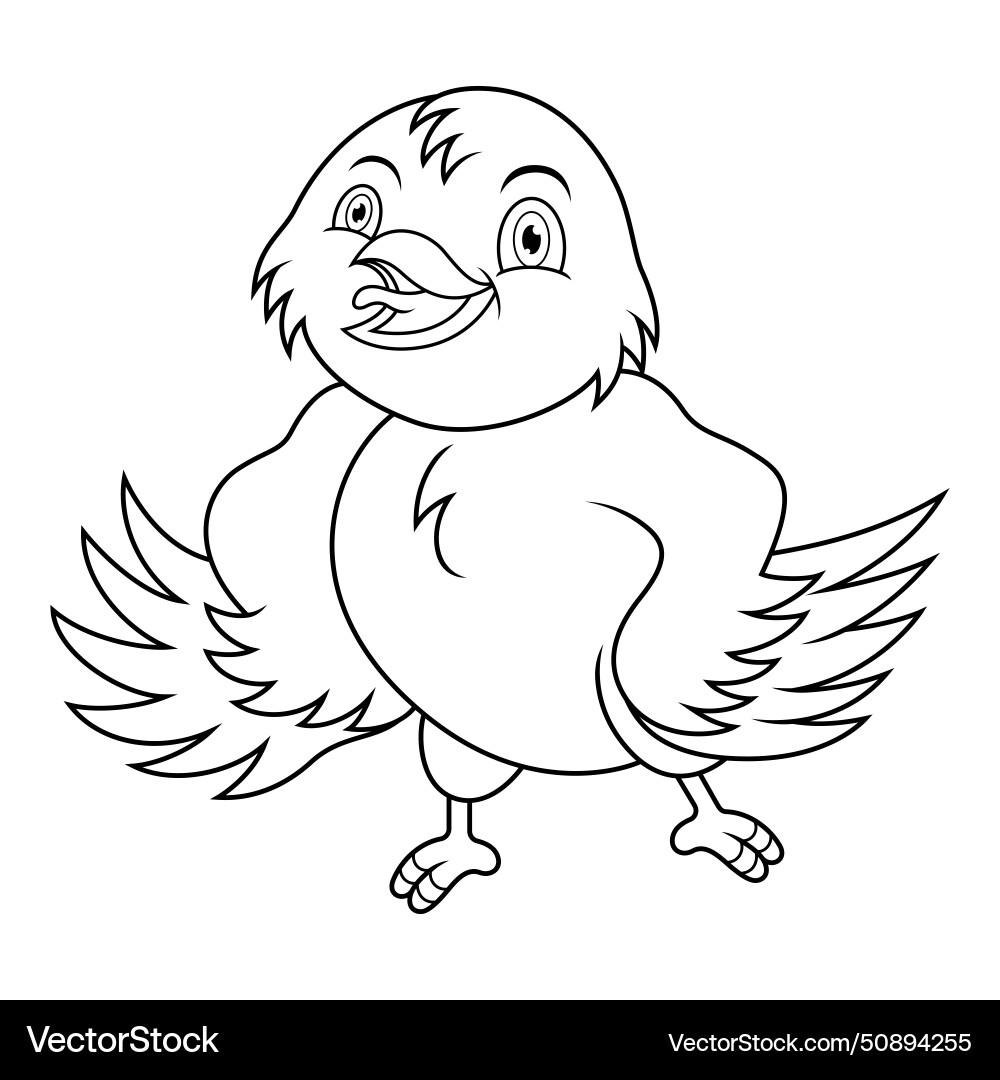 Cartoon canary bird line art Royalty Free Vector Image