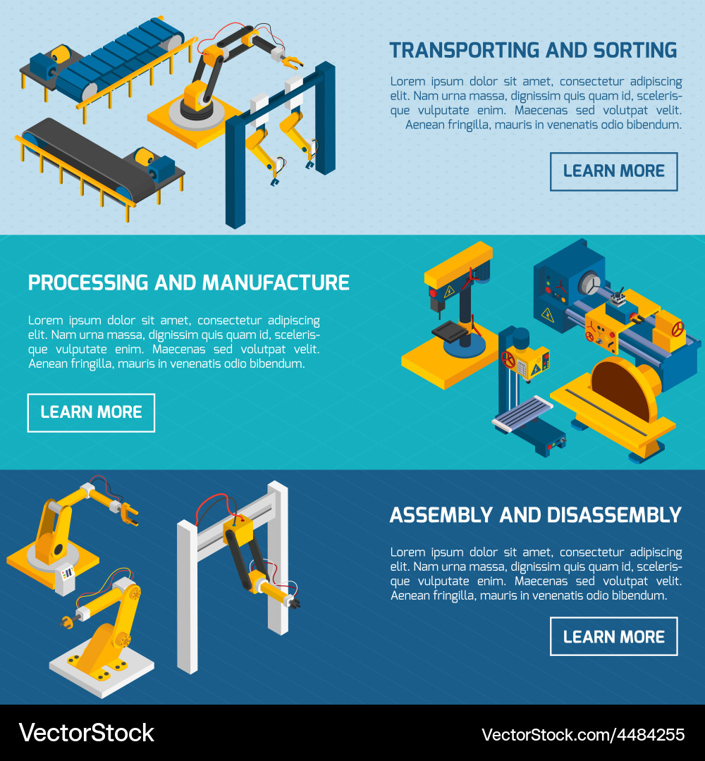 Isometric robotic banners Royalty Free Vector Image