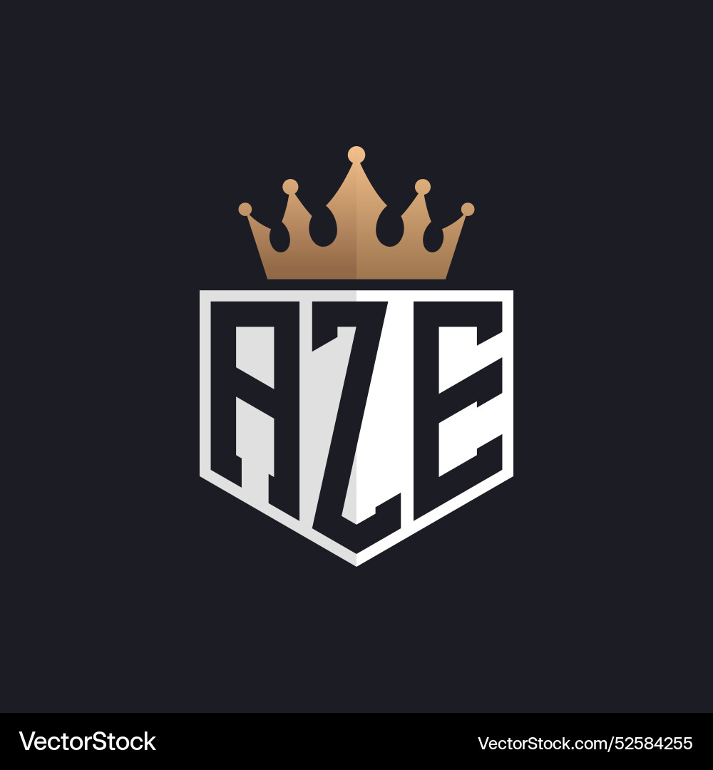 Luxury aze logo with crown elegant initials Vector Image