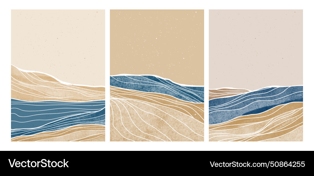 Natural abstract mountain landscape and line art Vector Image