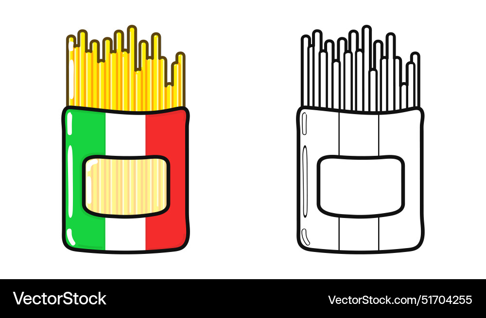 Pack spaghetti character outline cartoon Vector Image