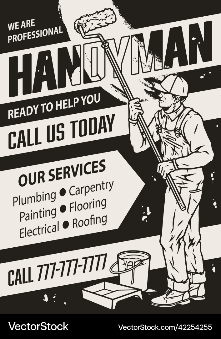 Paintwork monochrome vintage poster with text Vector Image