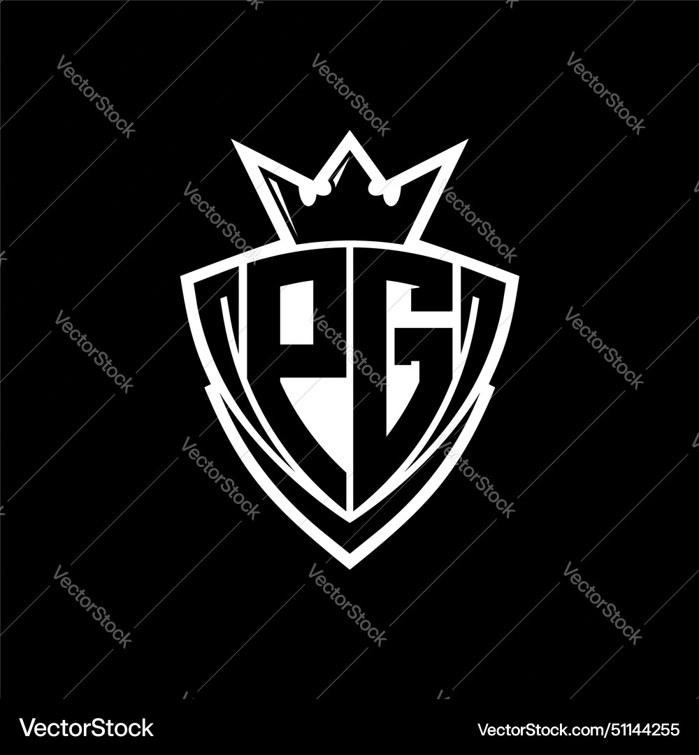 Pg letter logo with sharp triangle shield shape Vector Image