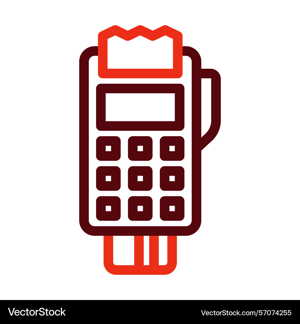 Pos terminal thick line two color icons for Vector Image