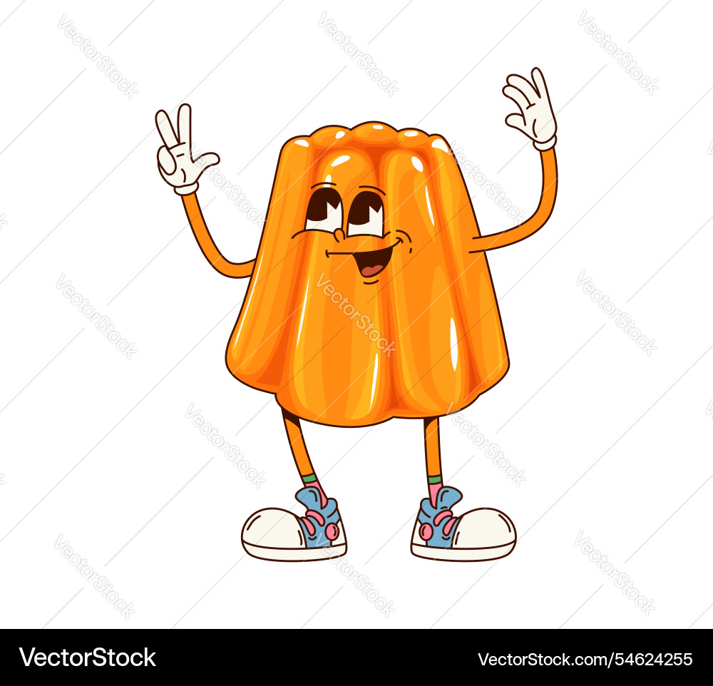 Pudding dessert groovy isolated cartoon character Vector Image