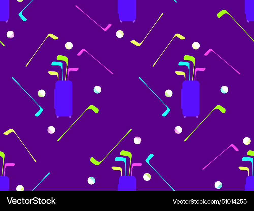 Seamless pattern with golf clubs in a bag Vector Image