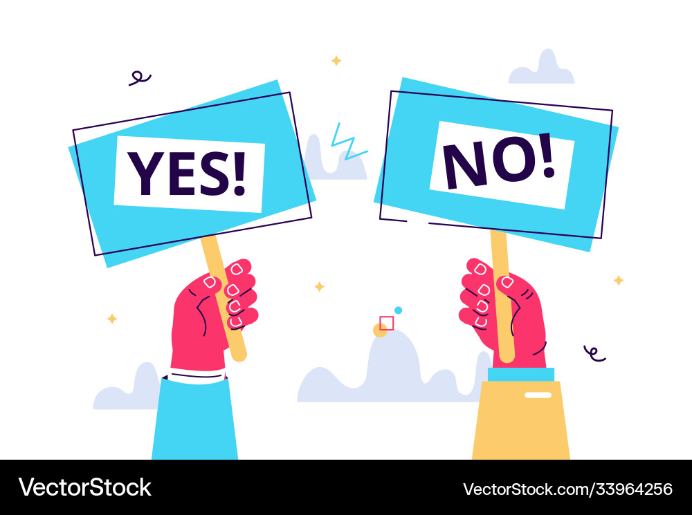 Cartoon yes no banner Royalty Free Vector Image