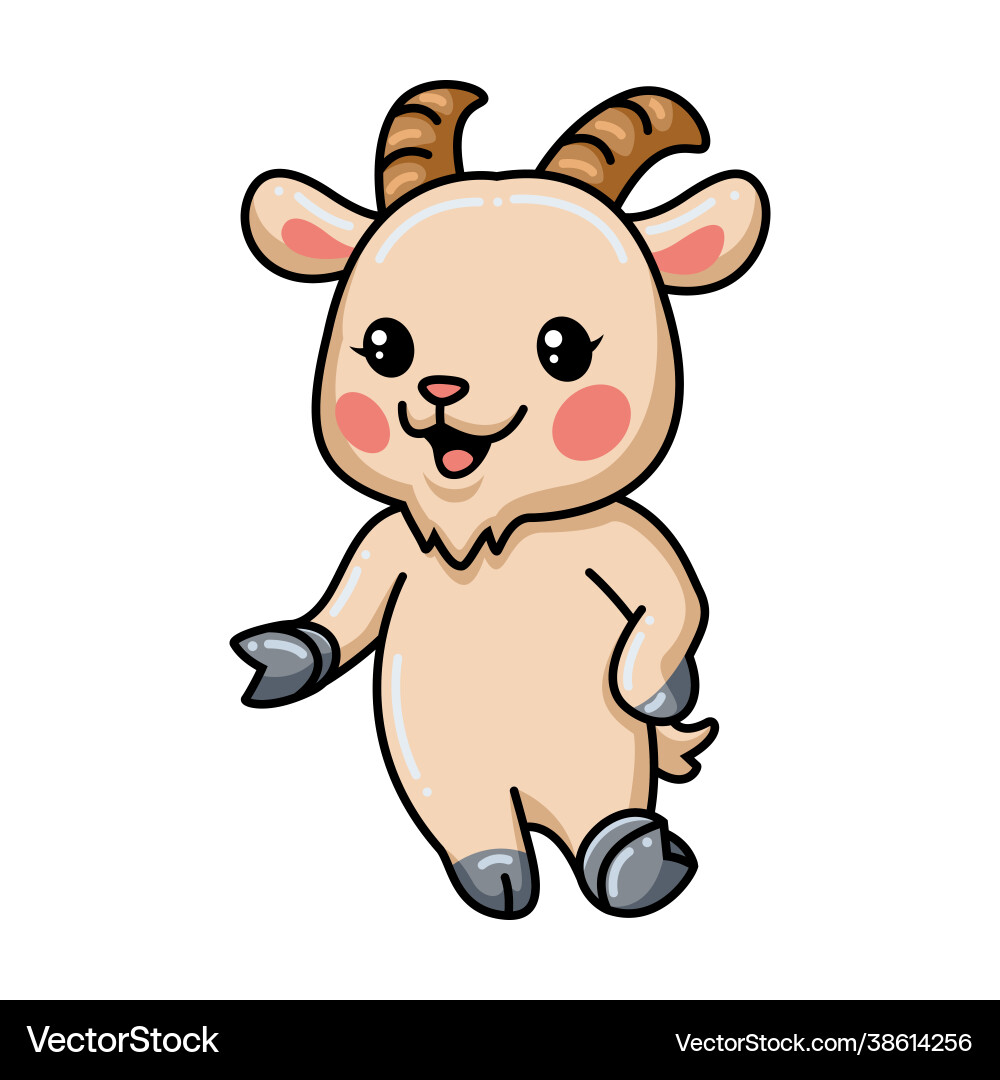 Cute baby goat cartoon presenting Royalty Free Vector Image