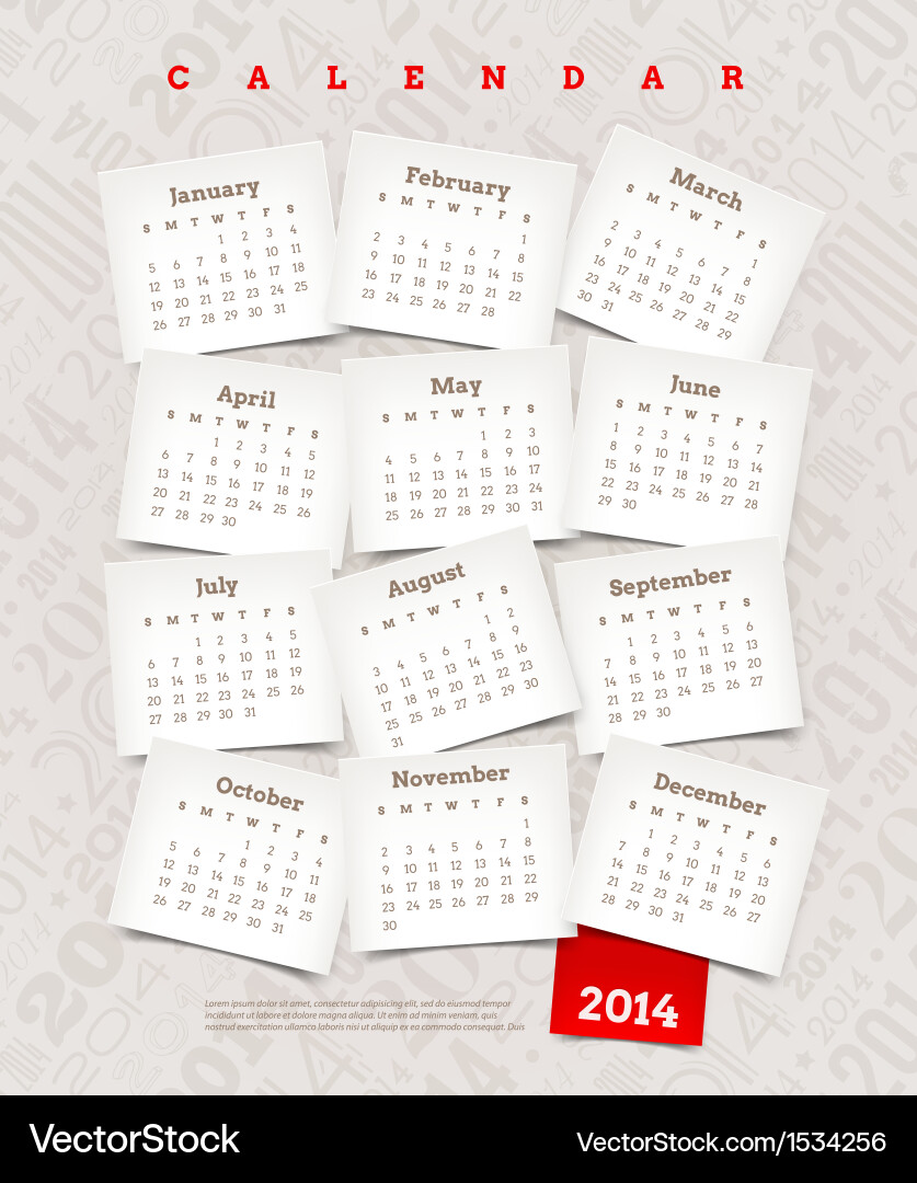 Decorative Calendar 2014 Royalty Free Vector Image
