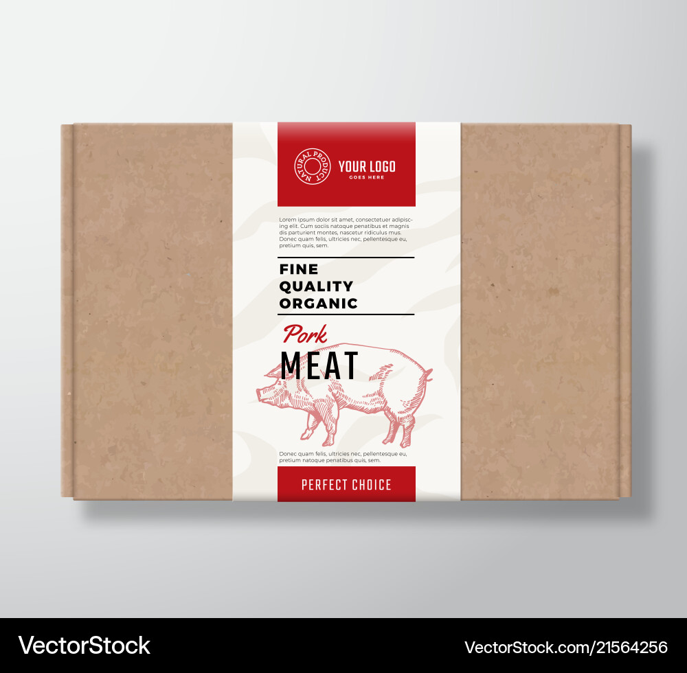 Fine quality organic pork craft cardboard box Vector Image
