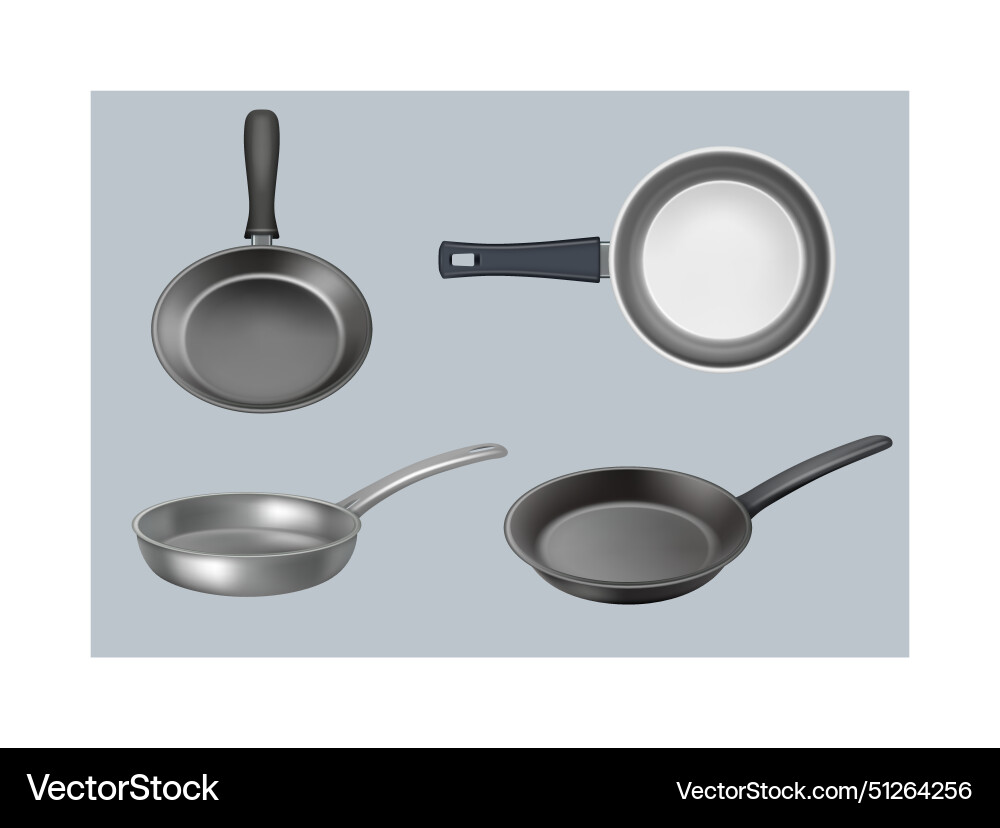 Frying pan realistic kitchen utensil Royalty Free Vector