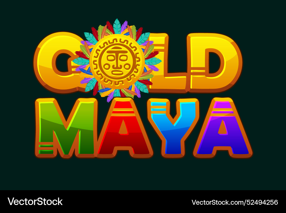 Golden maya - textured text for your games Vector Image