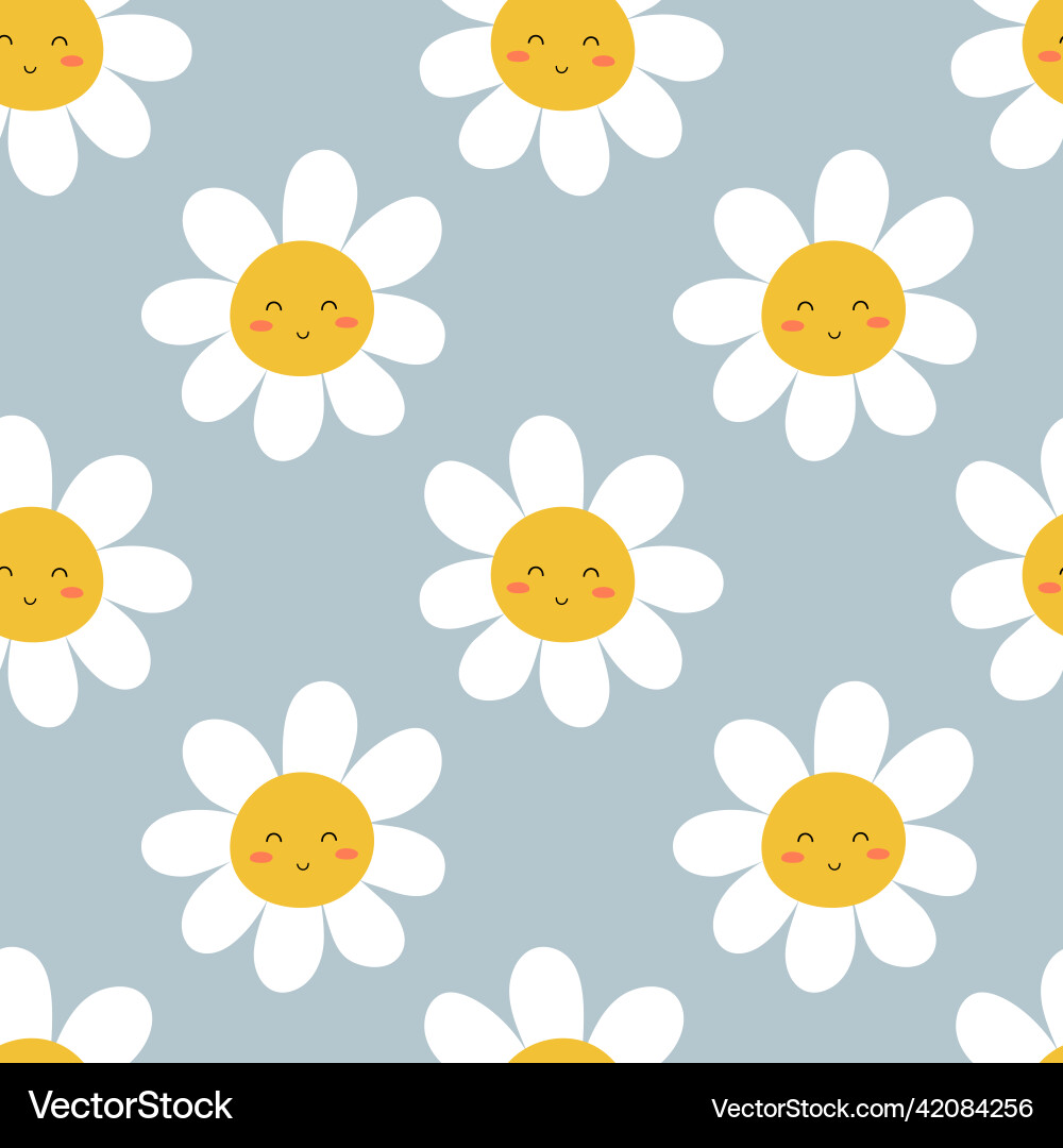 Hand drawing cute daisy seamless pattern Vector Image