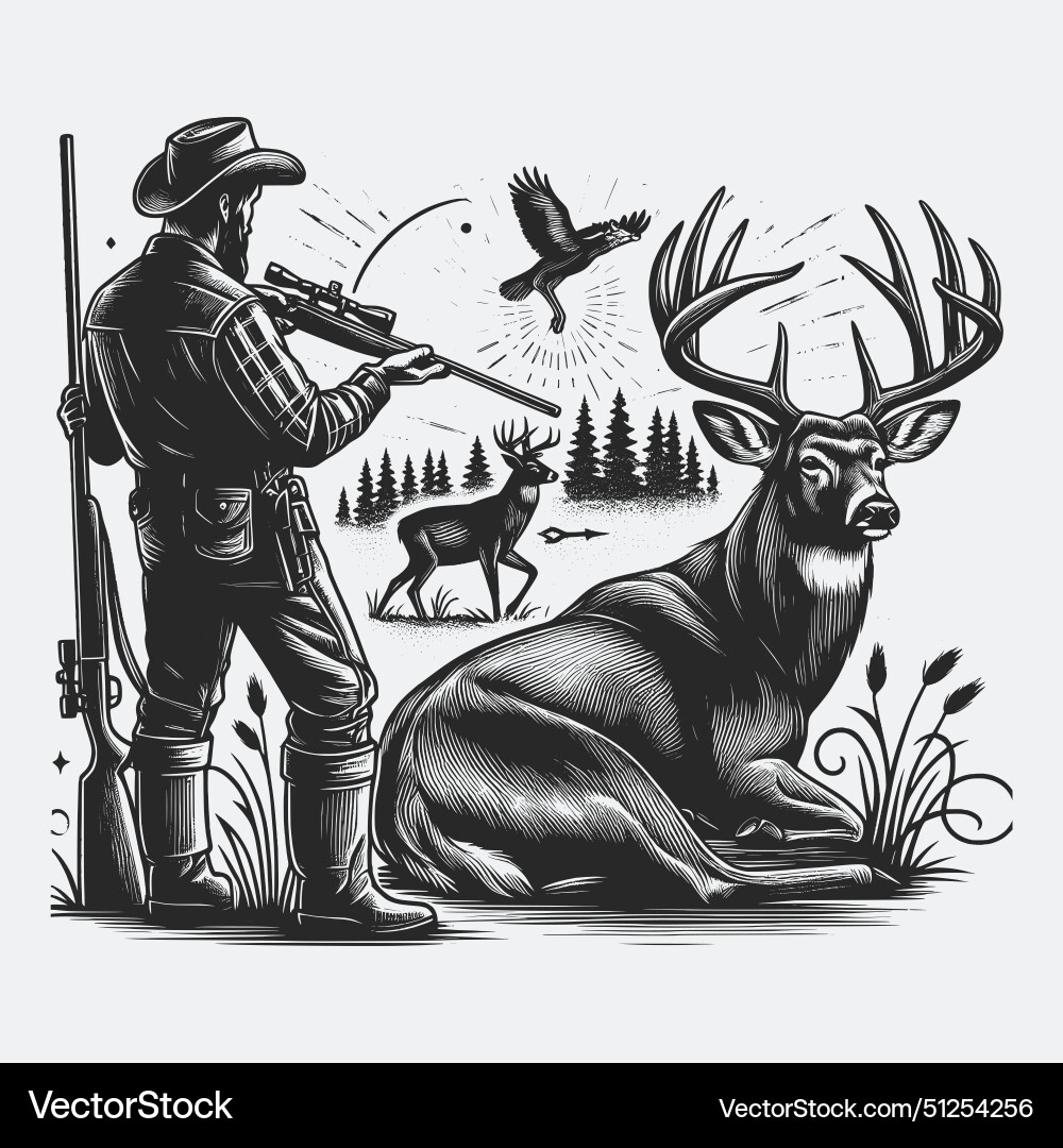 Hunting life svg silhouette file Royalty Free Vector Image