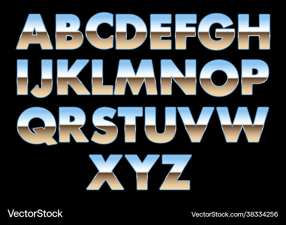 Metallic Chrome Fonts - Industrial Style Vector Image