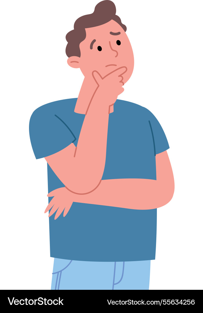 Person thinking deep thoughtful expression pose Vector Image