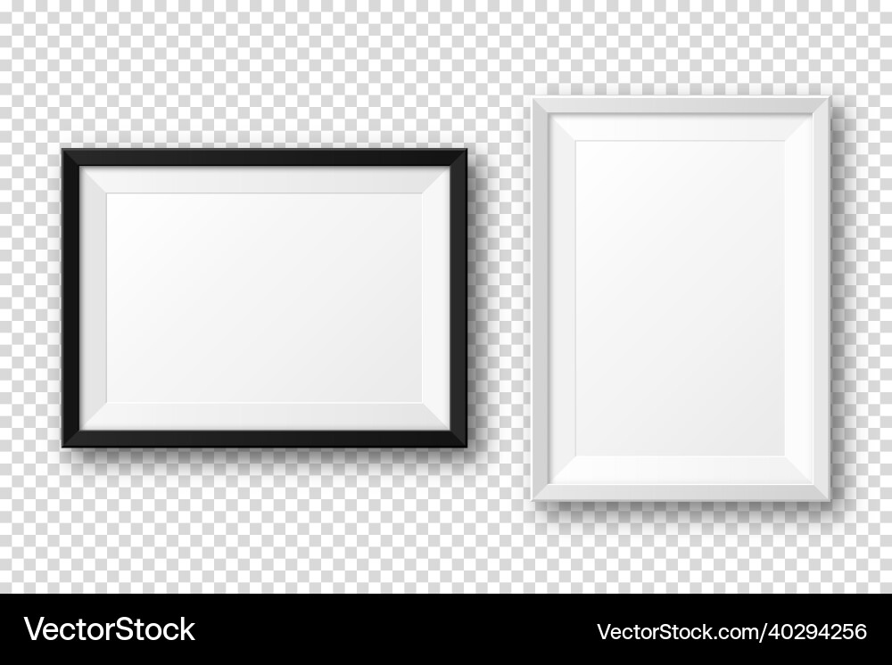 Realistic black and white picture frames Vector Image