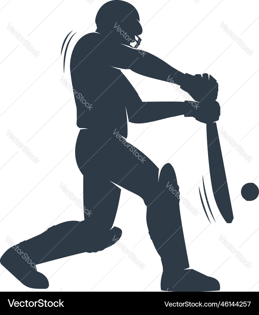 Cricket batsman silhouette Royalty Free Vector Image