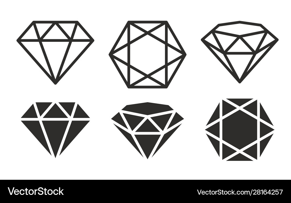 Diamond icon set Royalty Free Vector Image - VectorStock