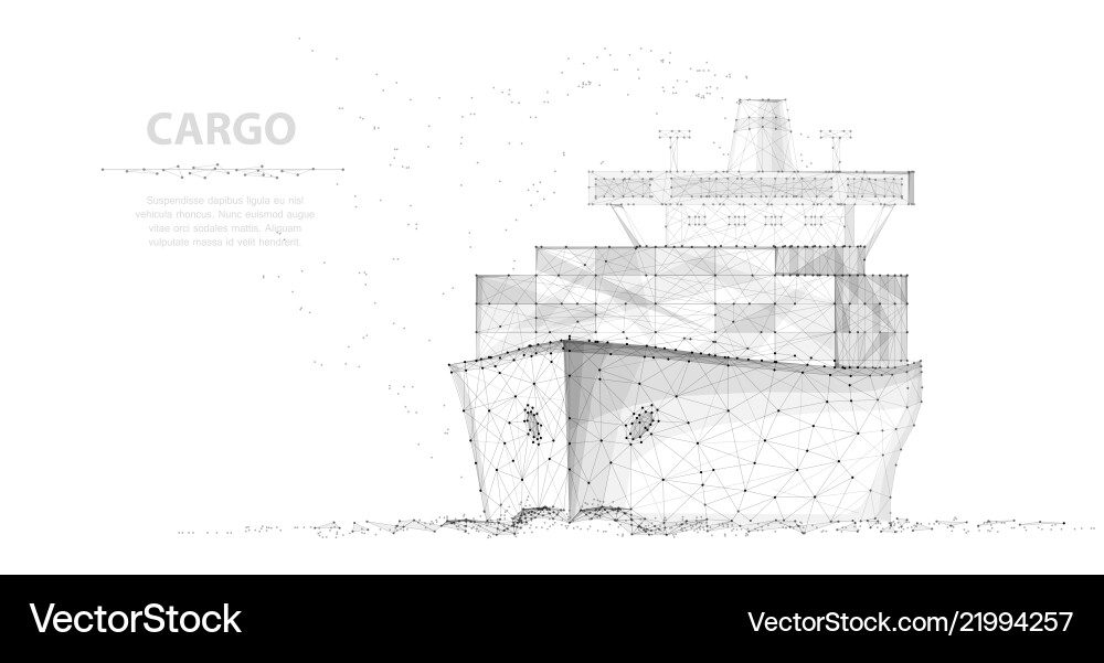 Worldwide cargo ship abstract polygonal wireframe Vector Image