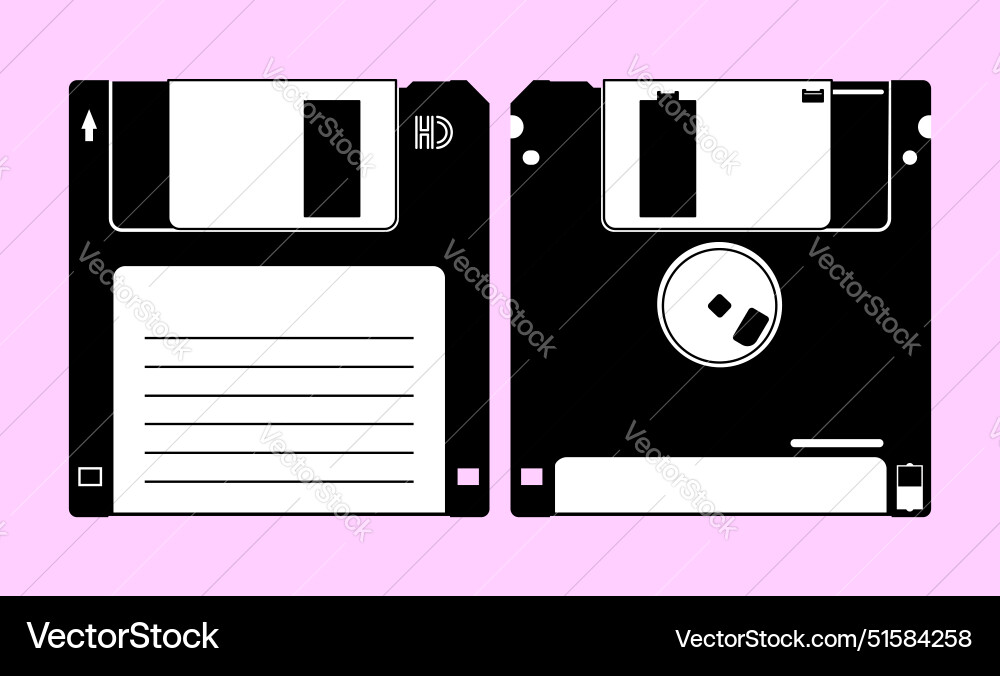35-inch floppy disk or diskette silhouette Vector Image