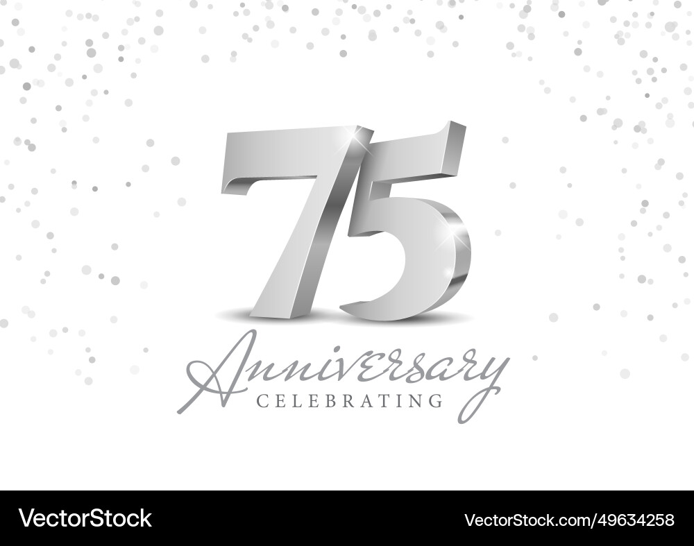Anniversary 75 silver 3d numbers Royalty Free Vector Image