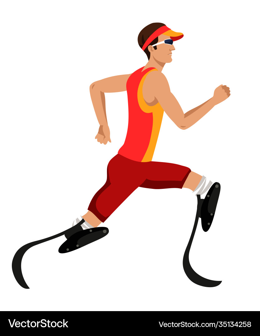 Athlete with prosthetic legs run marathon Vector Image