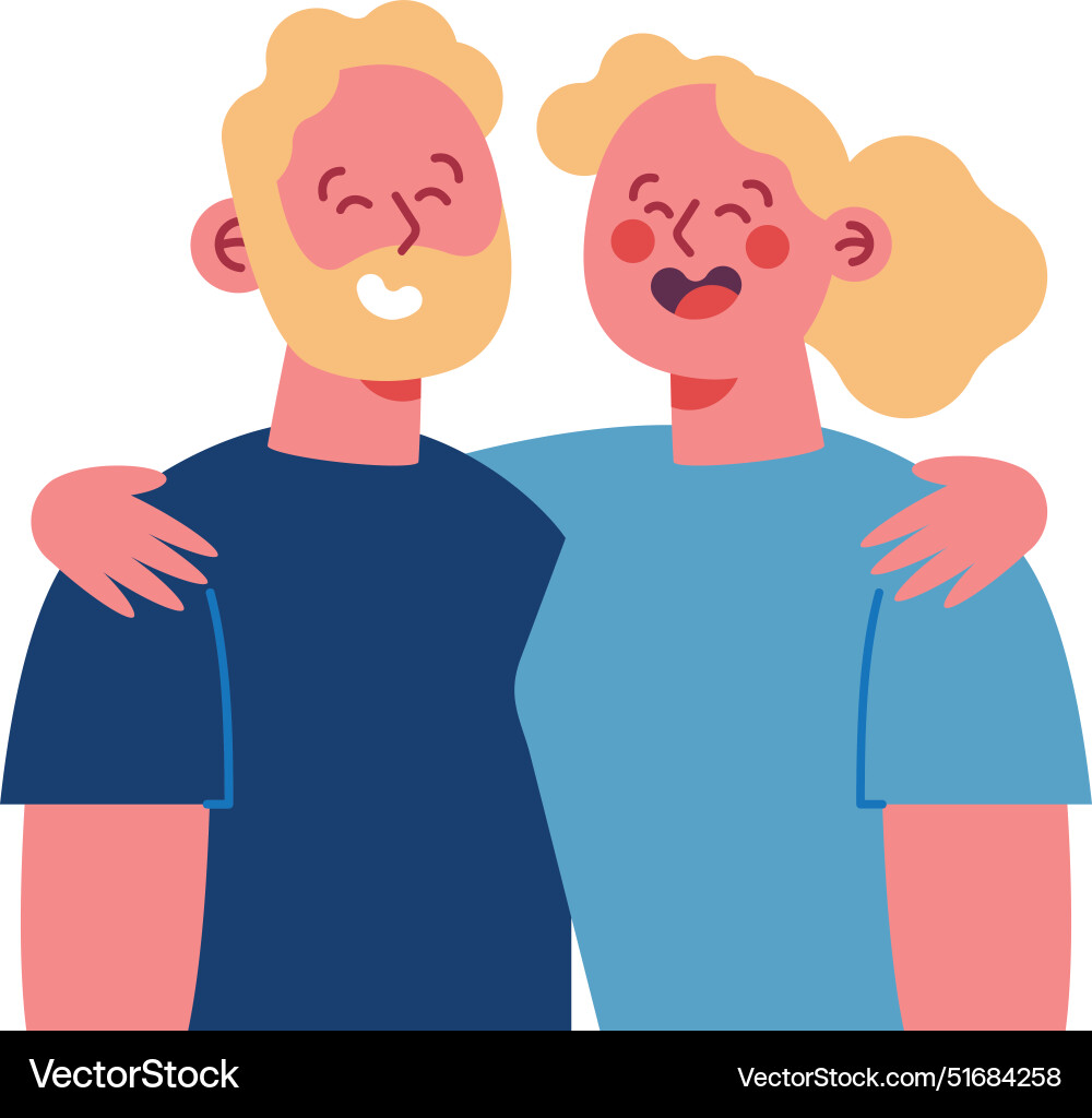 Brother and sister hugging Royalty Free Vector Image