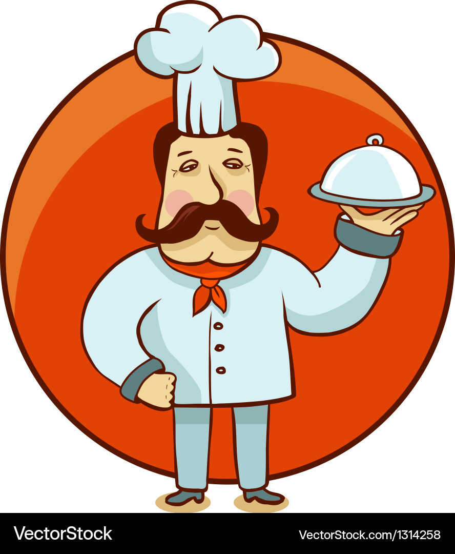 Cartoon character - chef cook with plate Vector Image