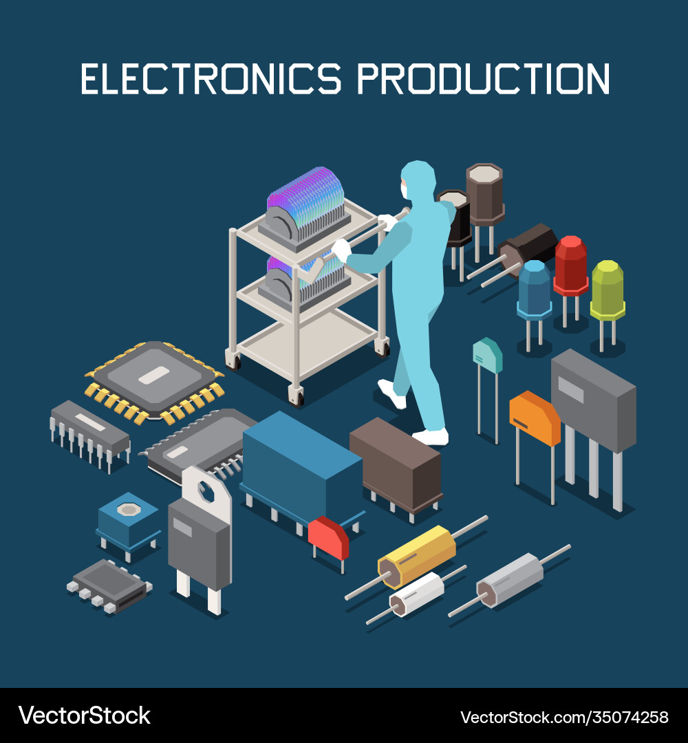 Electronic components production composition Vector Image