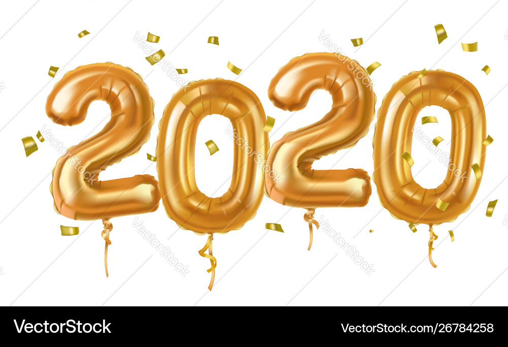 Golden New Year 2020 Balloons Royalty Free Vector Image